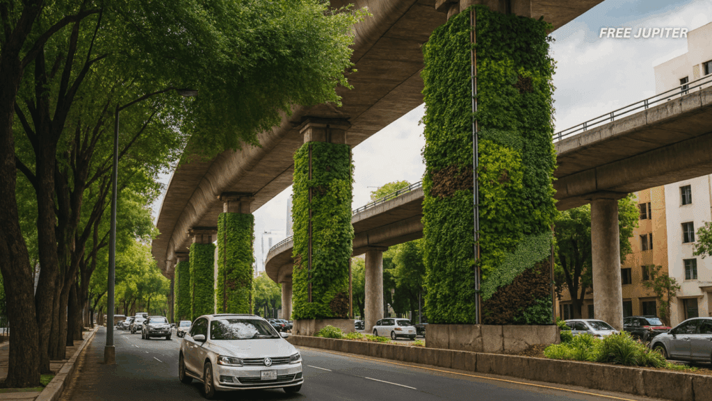 Mexico City Installs Vertical Flower Gardens on Highway Pillars to ...